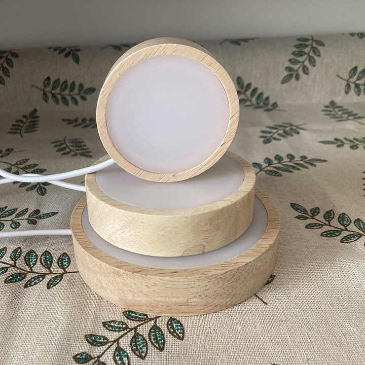 6 Cm 8cm 10cm DIY Round Wooden LED Light Display Base USB Powered