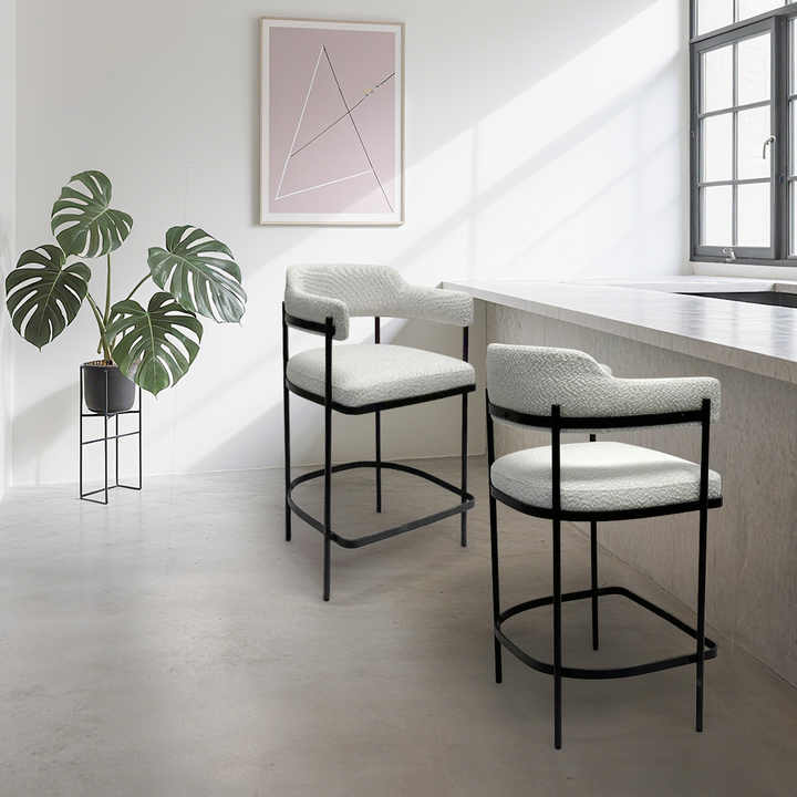 Extra-Wide Seat with Metal Frame and Footrest Contemporary High Bar ...