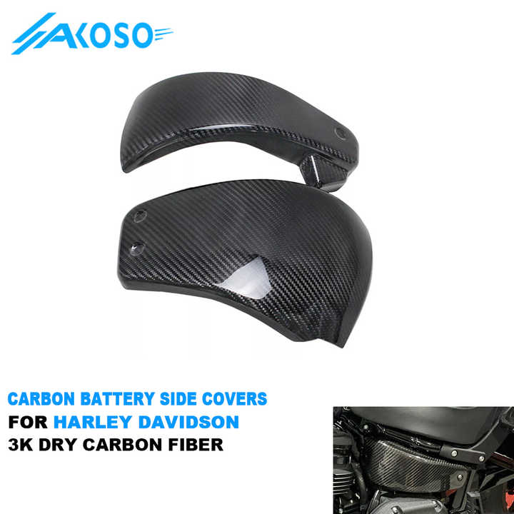 AKOSO Dry Carbon Fiber Motorcycle Battery Side Covers for Harley ...