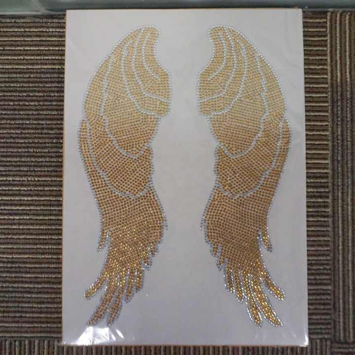 Free Sample Rhinestone Iron on Transfer Design Angel Wing Bling Crystal ...