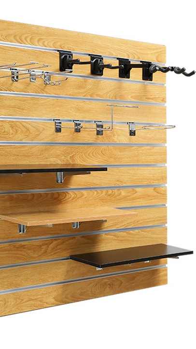 Grooved Aluminum Inserts for Slatwall Panels - Display Stand