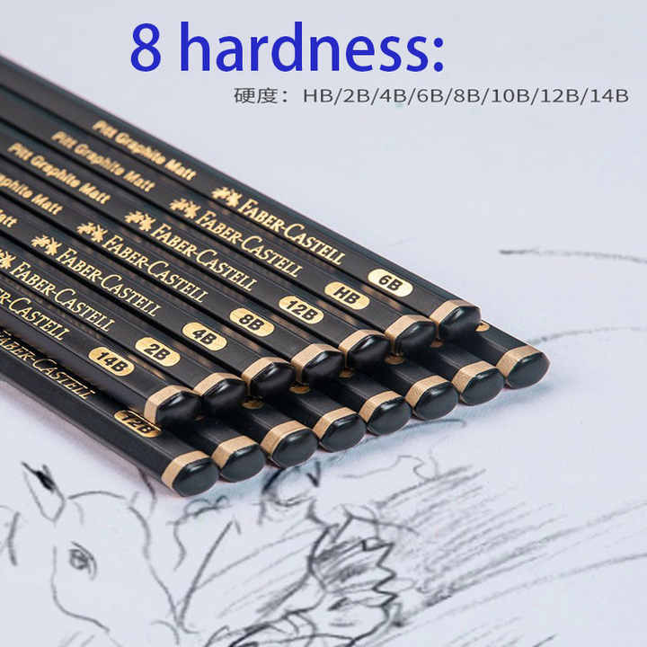 Faber-Castle HB/2B/4B/6B/8B/10B/12B/14B Artist Wooden PITT Graphite ...