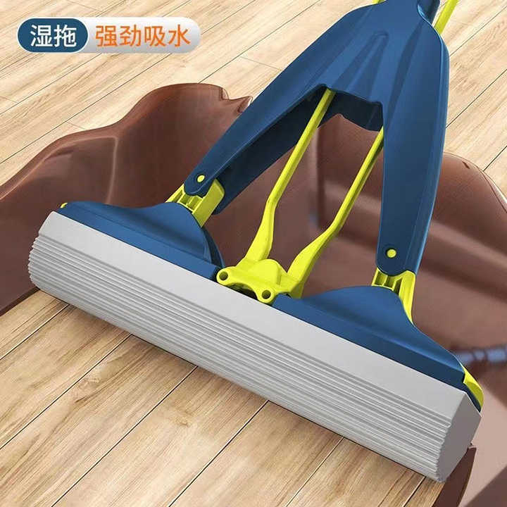 Folded in Half Squeeze Water Mop Retractable Stainless Steel Mop Free ...