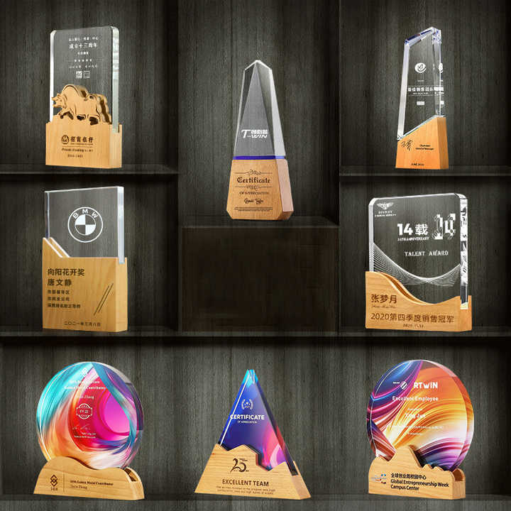 Professional Custom Logo Lettering Award Ceremony Crystal Trophy Solid ...