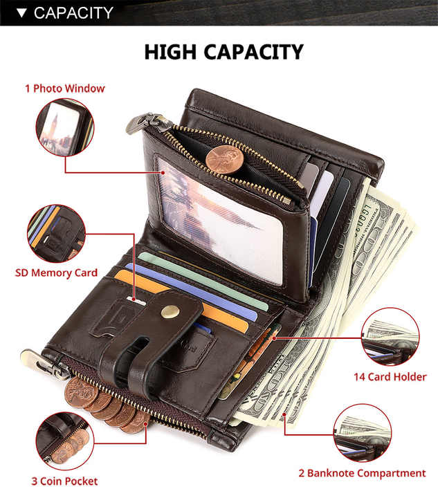 Fashion Trifold Custom Logo Genuine Leather Multifunctional Card Holder ...