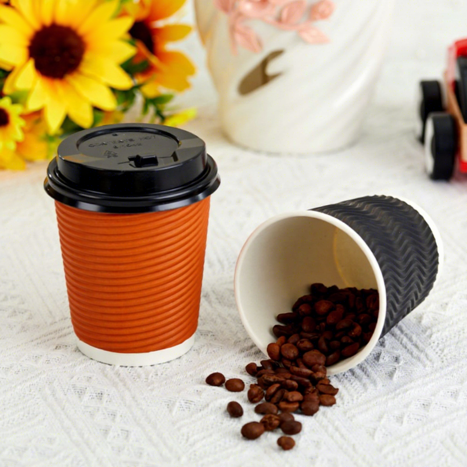 Disposable Corrugated Insulated Paper Cup Double-Wall Corrugated Paper ...