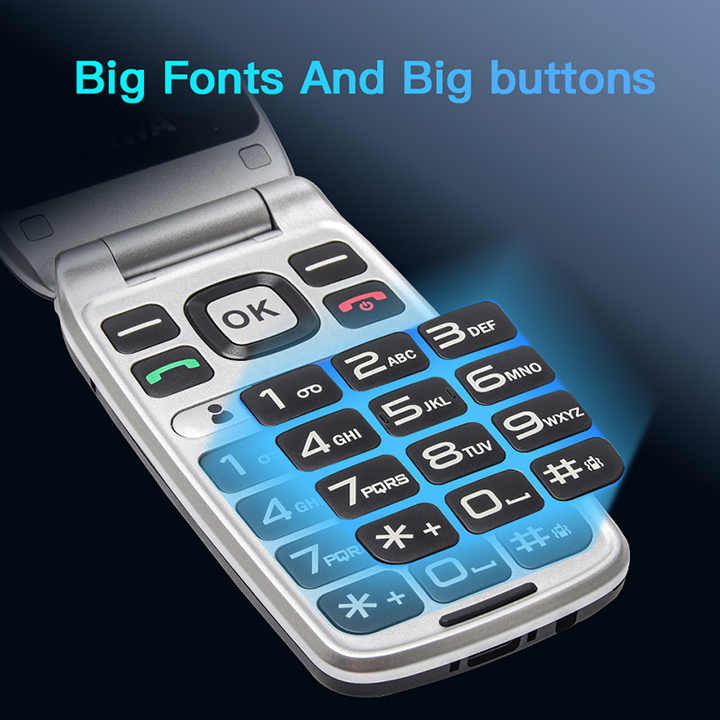 V202T Big Font Big Button 4G Flip Cellphone for Seniors