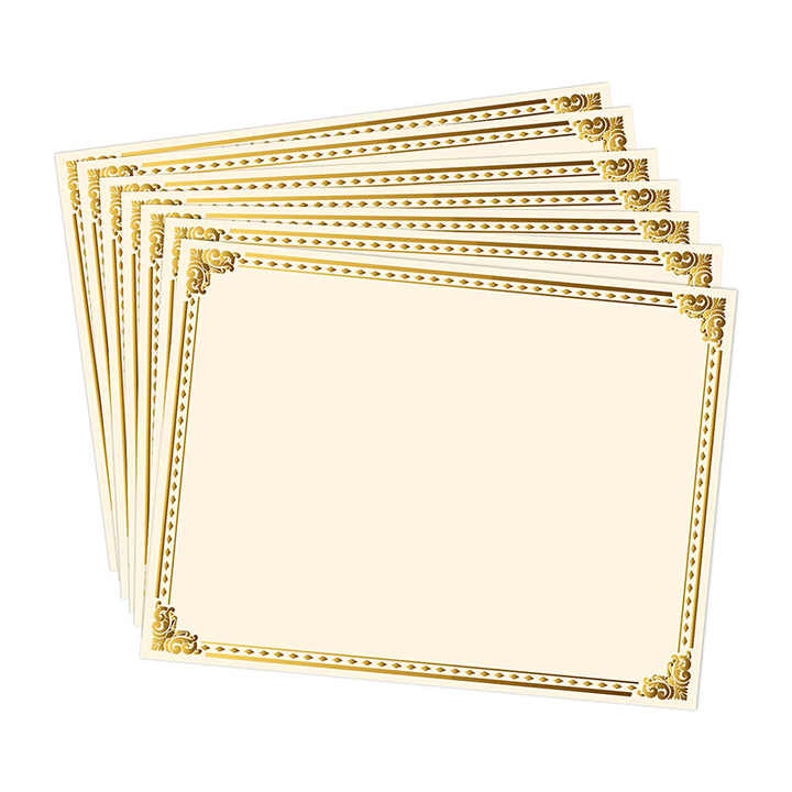 Custom Gold Foil Certificate Paper with Metallic Border - OEM
