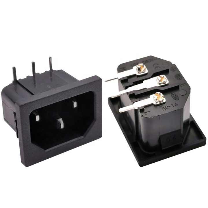 Right Angle C14 Panel Mount Plug Adapter - IEC Power Connector