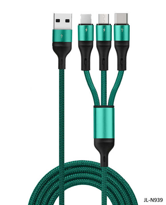 Wholesale Nylon Braided 3 in 1 Charging Cable 3A Fast Charging USB C ...
