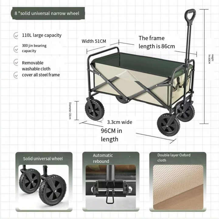 Outdoor Camping Beach Trolley - Heavy Duty Portable Wagon