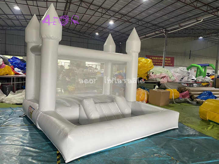 Inflatable Bouncy House White Castle Bounce House With Slide and Ball ...
