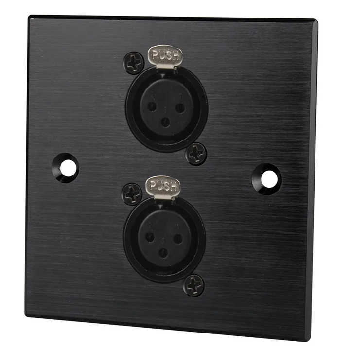 2 XLR Ports Female Type 3 Pins XLR Socket Aluminum Panel