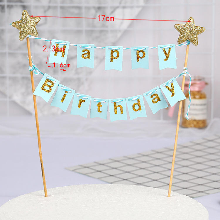 Triangle Cake Dessert Table Birthday Decoration Flag Golden Party love ...