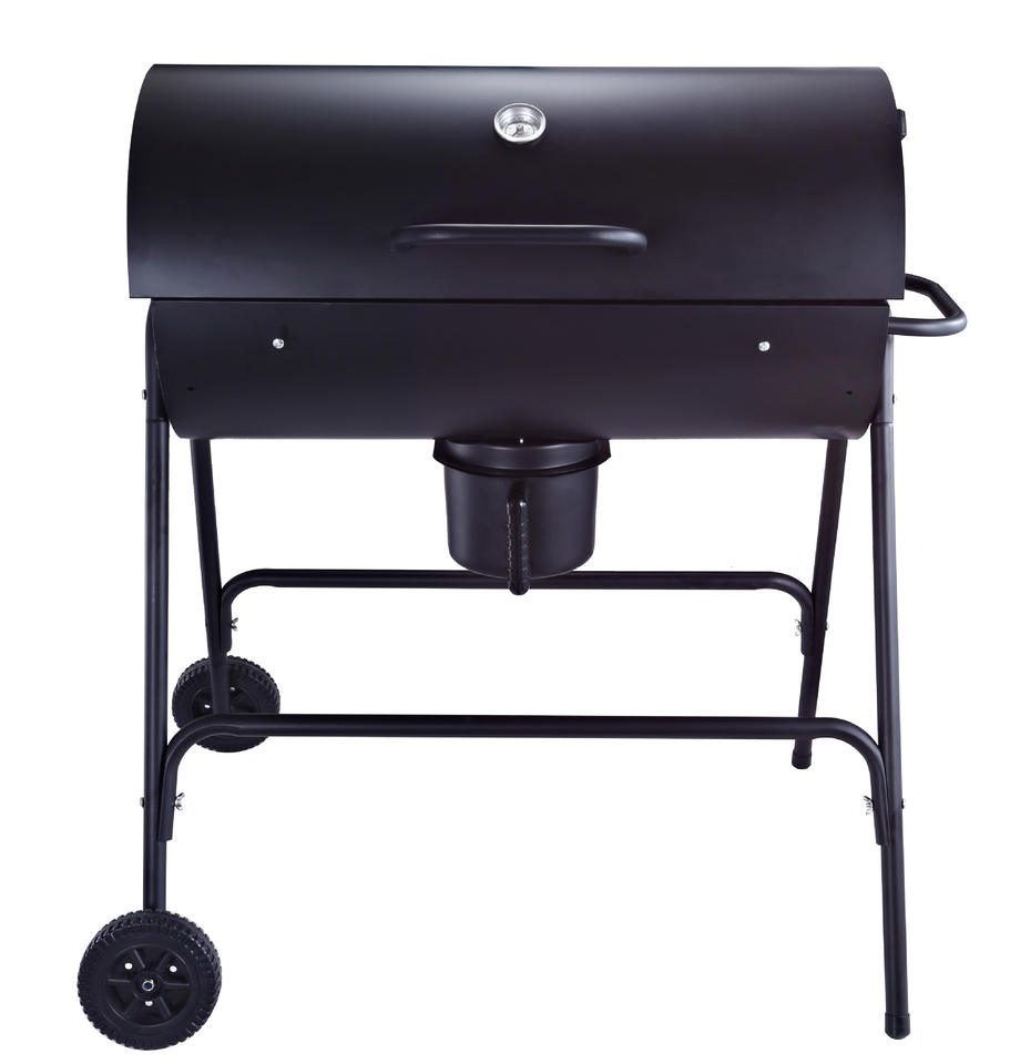 30-Inch Steel Kebab Charcoal Barrel BBQ Grill with Side Table 500 Sq.In ...