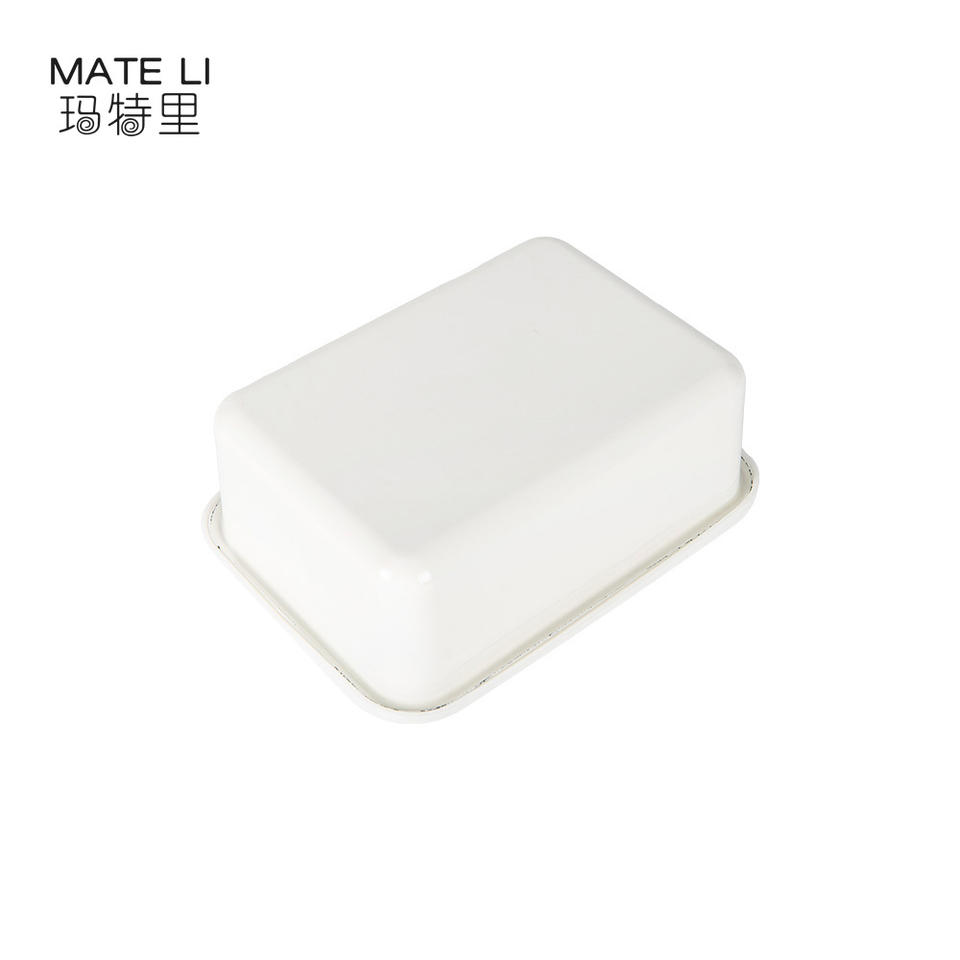 Vintage 1.7L Compact Enamel Food Storage Container Rectangular Bento ...