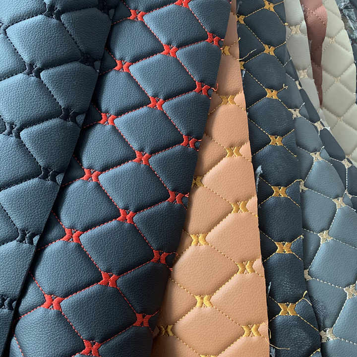 180cm Width Embroidery Leather Car Seat Cover Roll With Foam Backing for Car Floor Mats