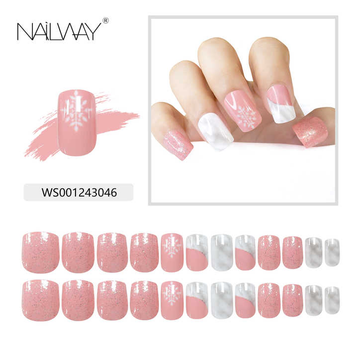 Hot Popular 24 Pcs ABS Artificial Fake Nails Wholesale Reusable Short ...