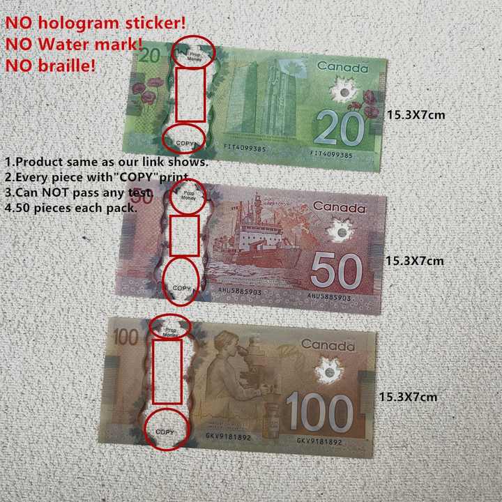 Transparent Movie Polymer Canadian Prop Money - Realistic