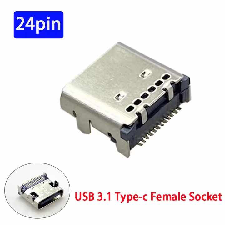 USB Type C Socket Soldering Connectors 16pin 24 Pin SMT PCB DIY Repair ...