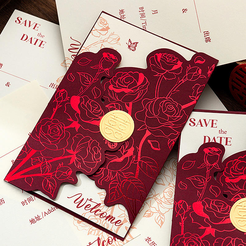 Wedding Invitation Specialty Paper Wine Red High-End Light Luxury ...