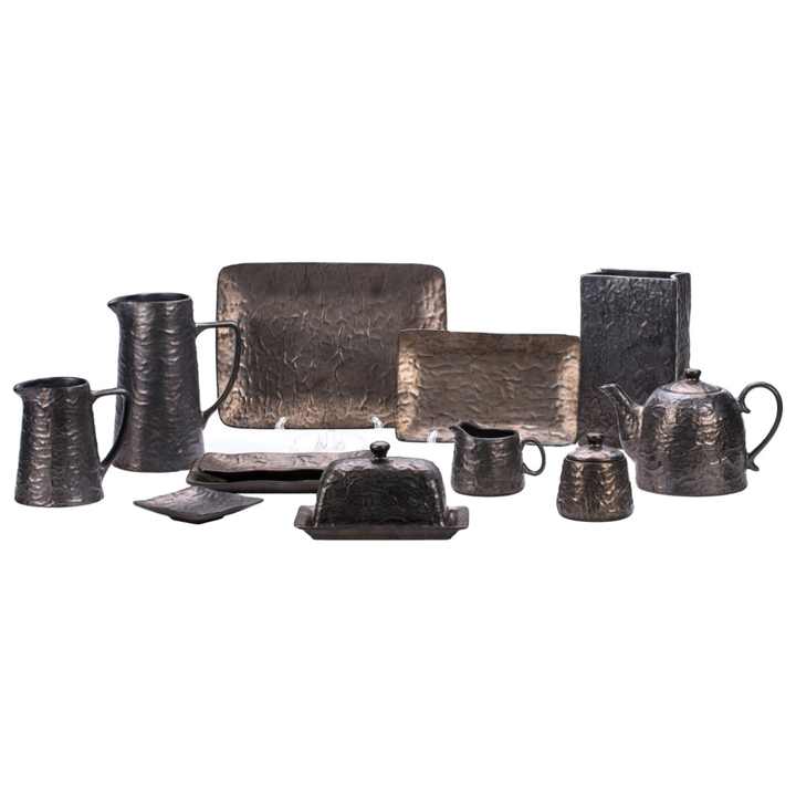 Metal Color Glazed Stoneware Tableware Set Retro Vintage Finishes Fine ...