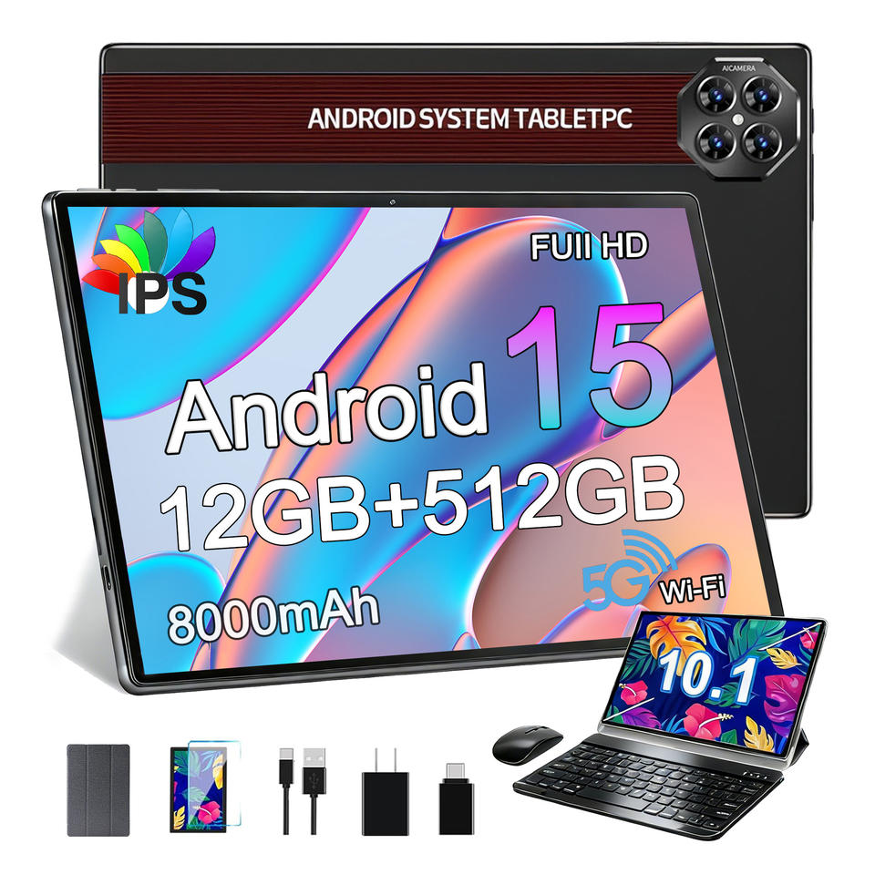 10.1 Inch Android 15 Wifi Tablet Octa-Core Processor 12GB RAM 512GB ROM ...