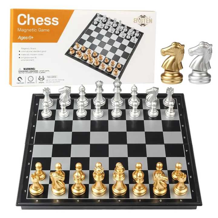 High Quality 32cm Chess Game Set - Gold Silver Magnetic