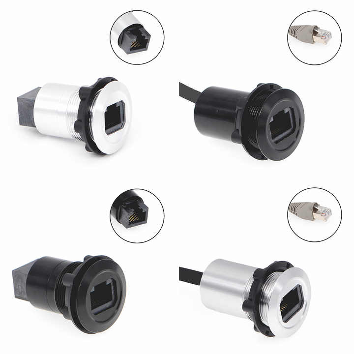 Waterproof Circular USB Panel Socket Adapter Ethernet Panel Jack ...