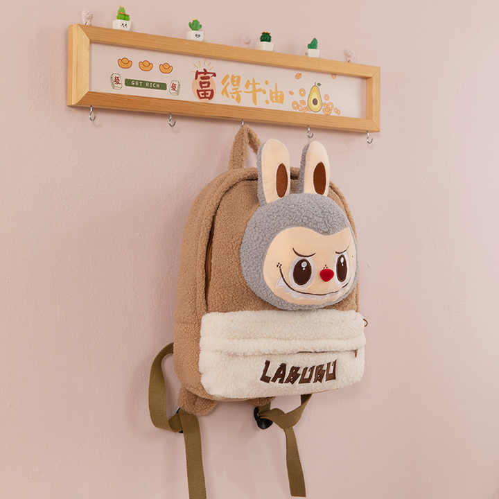 Hot Sale Cartoon Labubu Fluffy Zipper Plush Backpacks POP MART Classic ...