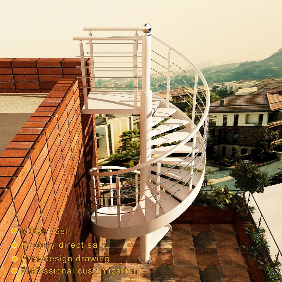 Custom Iron Circular Stair Oval Spiral Staircase Duplex Staircase ...