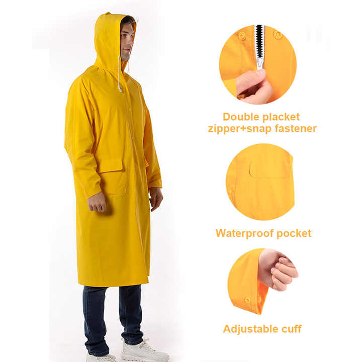 Durable PVC Polyester Adult Raincoat Custom Logo Yellow Uniform Outdoor ...