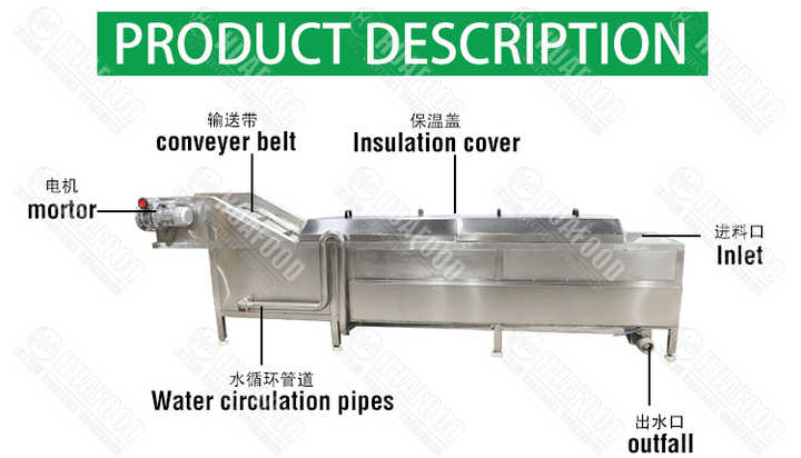 Automatic Continuous Seafood Blancher Pre Cooking Steam Blanching Hot ...