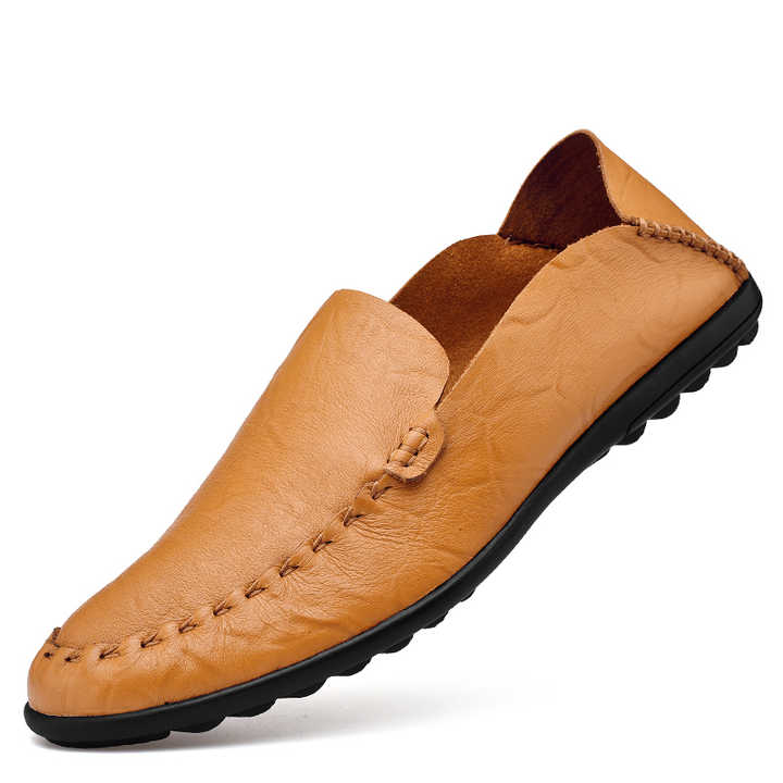 Go Tour Men's High-Quality Leather Leisure One Foot Loafers
