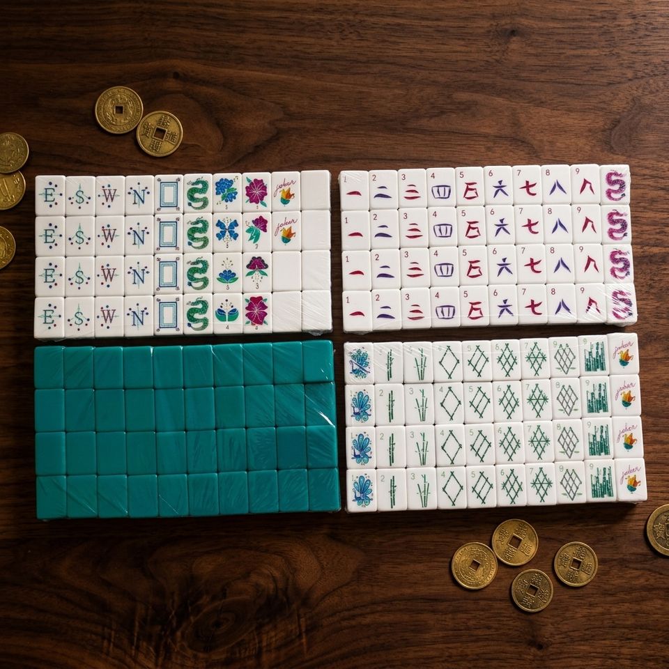 Modern Luxury Green Mahjong Tiles American 4-Layer Acrylic Portable for ...