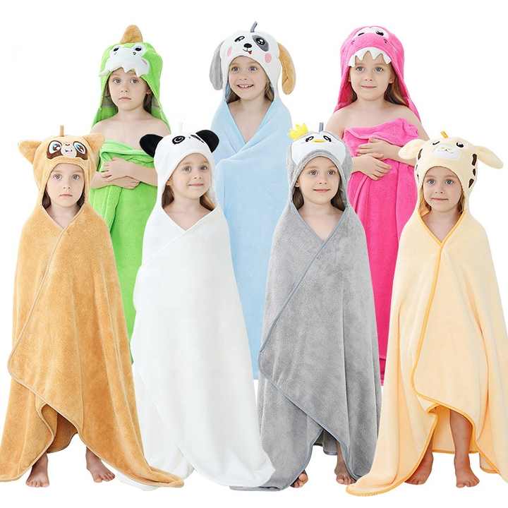 Baby Boys Cartoon Animal Bath Robe Blankets Children Summer Coral ...