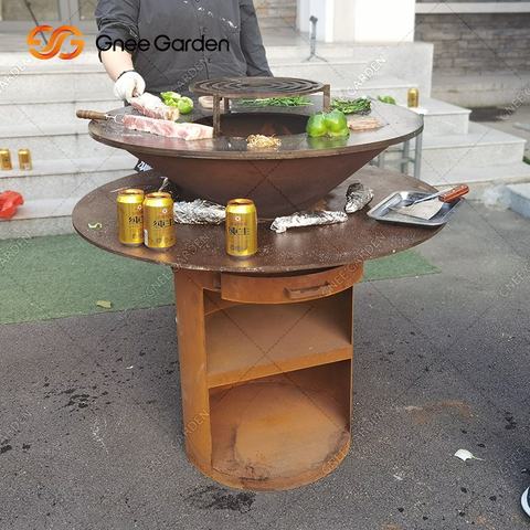 Outdoor Corten Steel European BBQ Grill - Perfect for Backyard