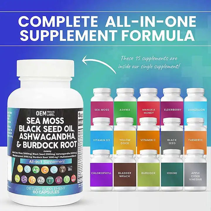 OEM Irish Sea Moss Capsules Complex Sea Moss Advanced Plus Turmeric ...