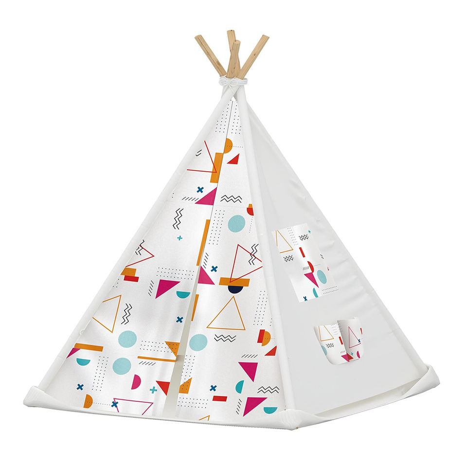 DIY Assembly Pyramid Tipi Tent Model Animal Pattern Themed Triangle ...