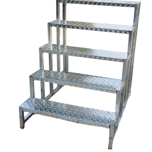 Outdoor Industrial Galvanized Steel Stair with Balustrades
