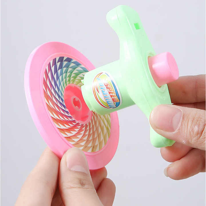 Childhood Nostalgia Plastic Launcher Flying Disc Gyro Toys Kids Adult ...