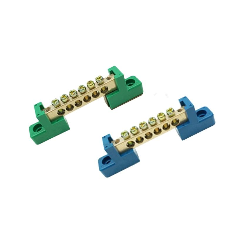 Brass Terminal Blocks with Base on Both Sides Blue for Neutral Green ...