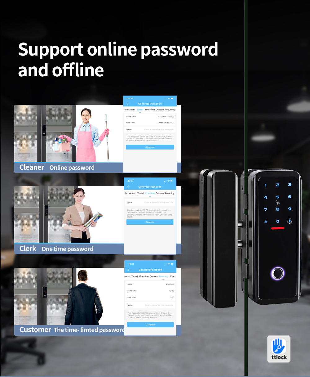 customized_frameless glass door lock doorbell door alarm digital lock_supplier(s) china ...