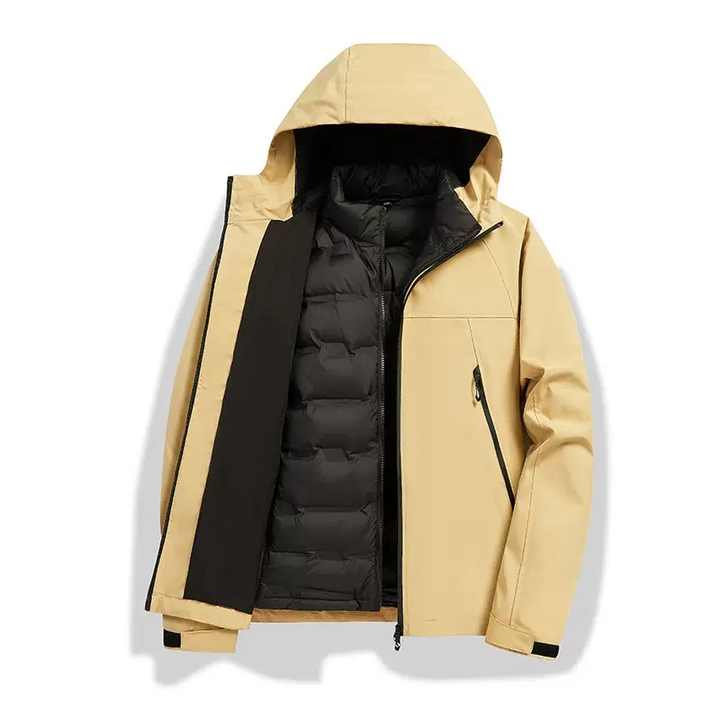 Men's 3-in-1 Detachable Down Jacket, Outdoor Windproof and Waterproof ...