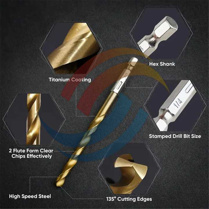 99pcs High-Speed Steel Drill Bit Set Titanium Coated HSS Shank Twist Bits for Metal Wood Plastic ...