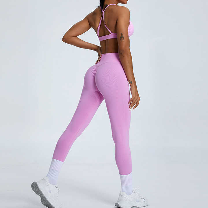 Sexy Beautiful Back Athletic Bras Scrunch Butt Leggings Workout Suits Gym Fitness Sets Seamless ...