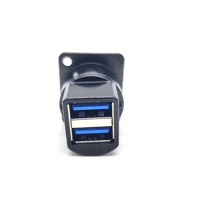 XIEAO Dual USB 3.0 A Female D Panel Mount Solderless Connector