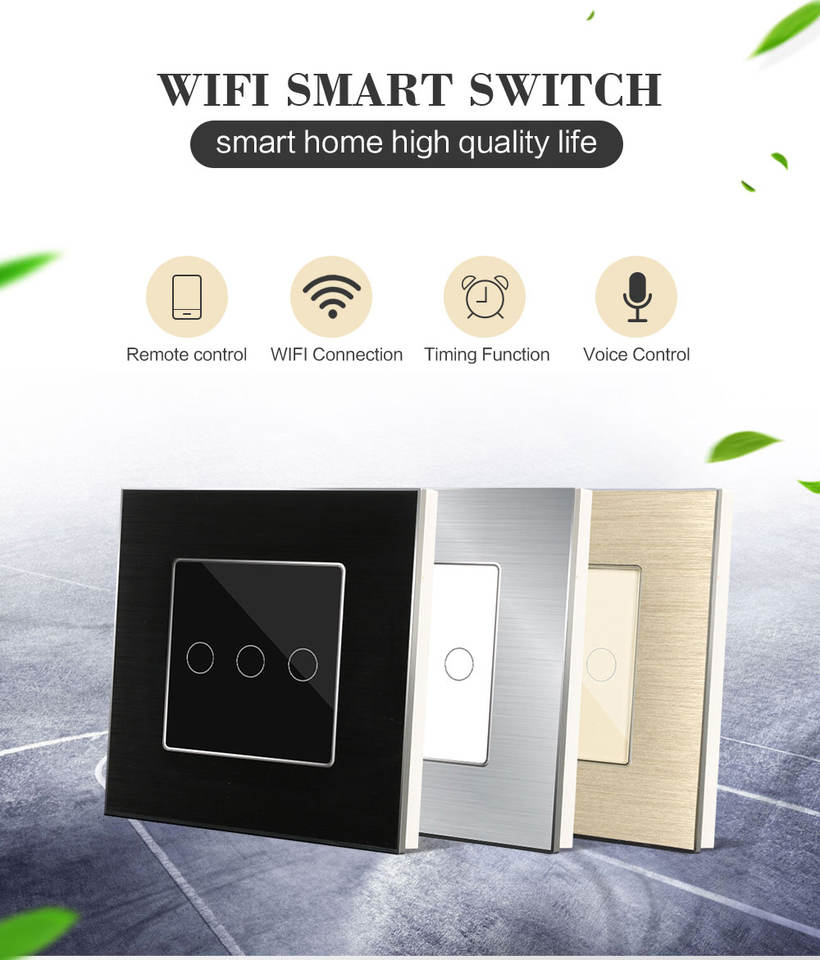 BingoElec Tuya Smart Life 3 Gang 1Way Aluminum Panel WIFI Wall Touch ...