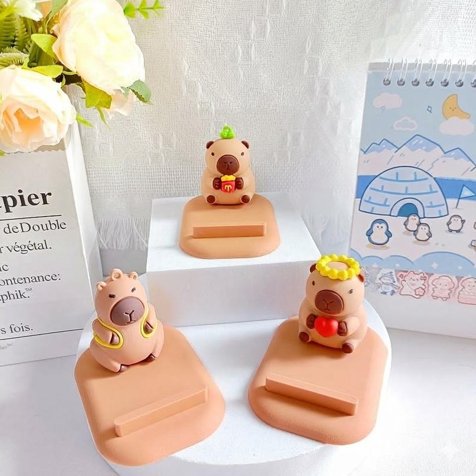 3D Cute Cartoon Capybara PVC Mobile Phone Holder Stand Soft Desktop ...