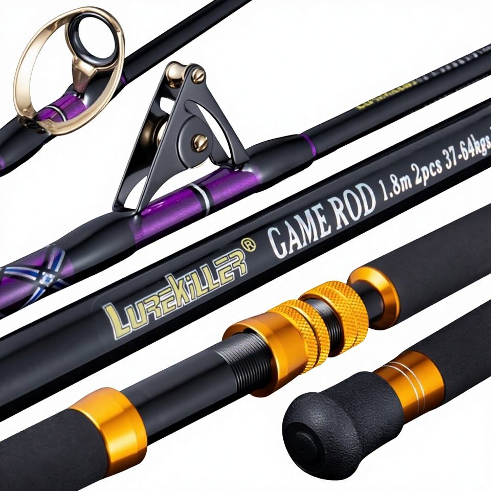 Challenger Double Pulley 1.8m Carbon Saltwater River Fishing Rod Super ...